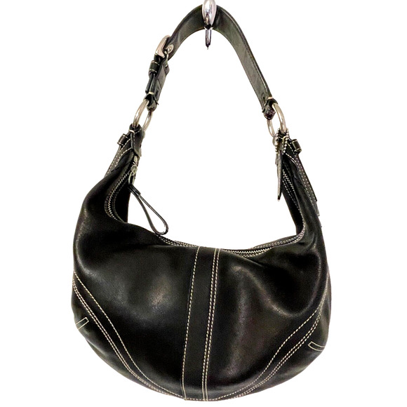Coach | Bags | Coach Black Leather Hobo Crescent Moon Shoulder Bag ...
